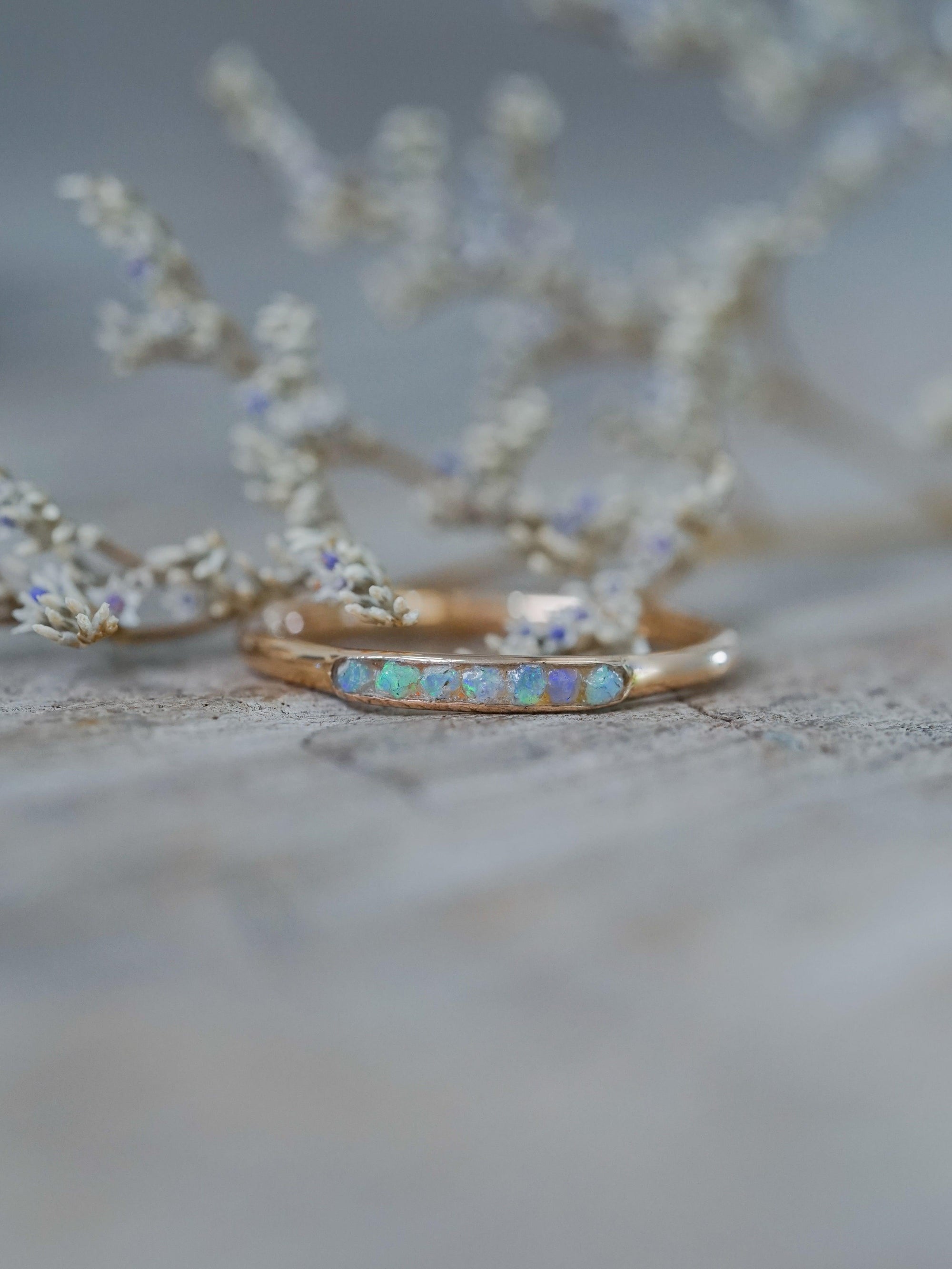 Rough Opal Ring with Hidden Gems in Rose Gold - Size 8.5 - Gardens of ...
