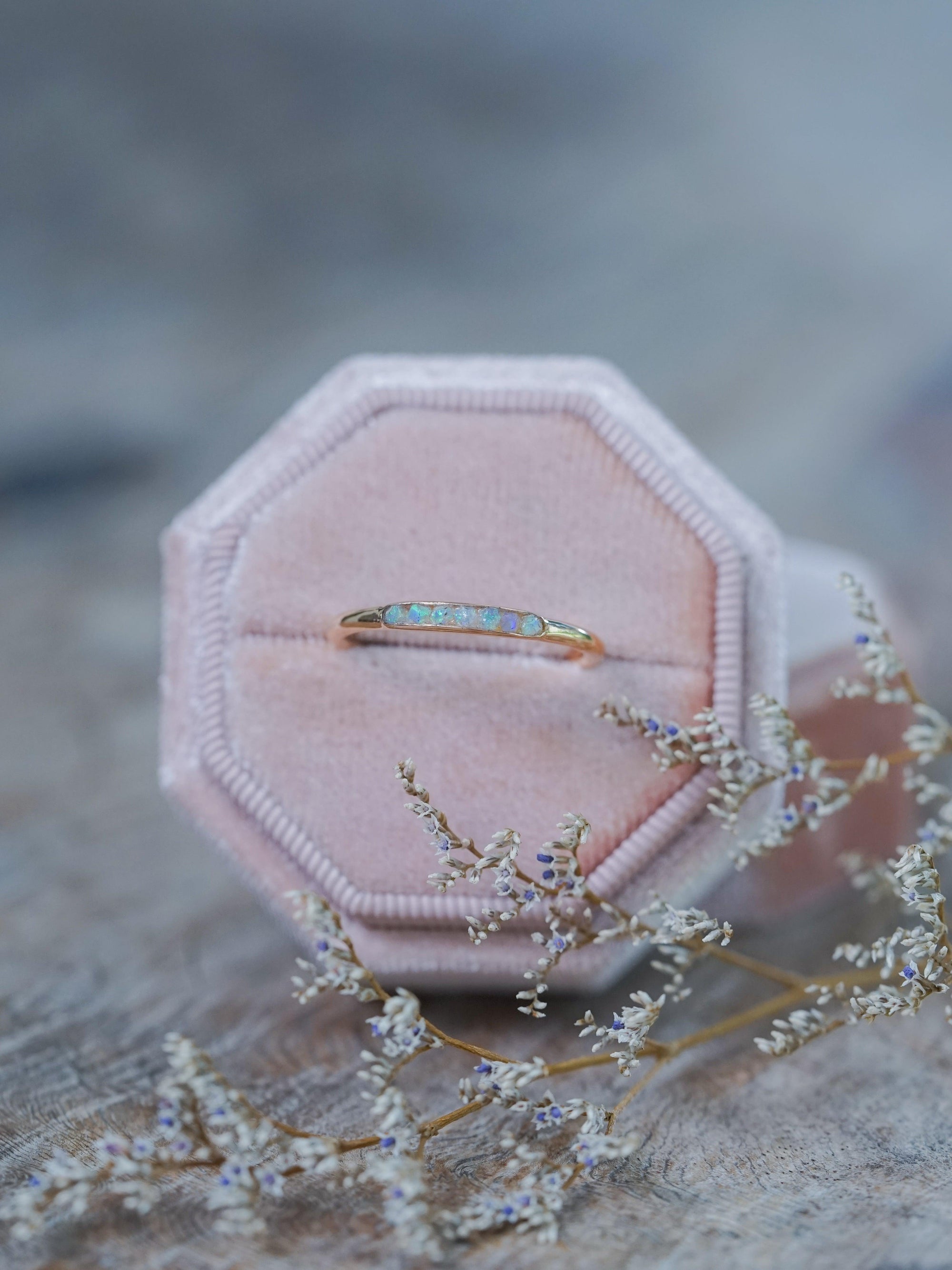 Rough Opal Ring with Hidden Gems in Rose Gold - Size 8.5 - Gardens of ...