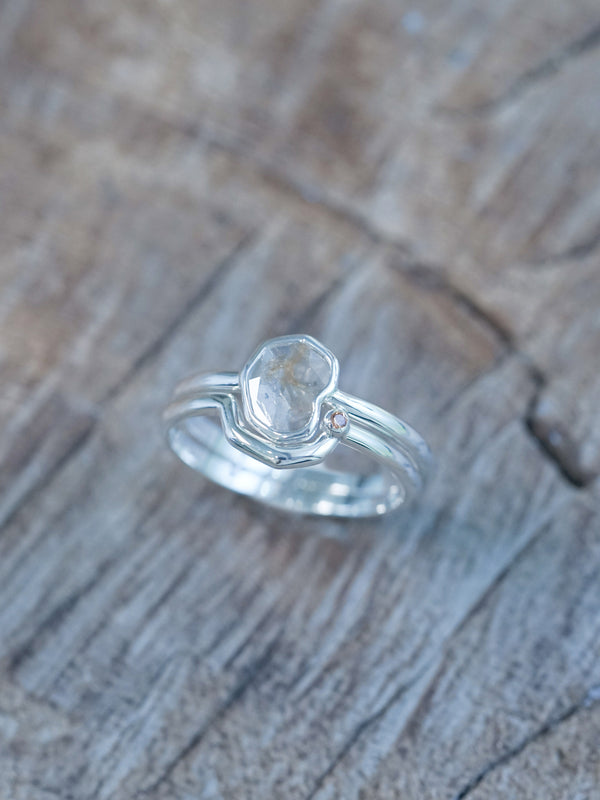 Rustic Diamond Slice Ring Set - Gardens of the Sun | Ethical Jewelry