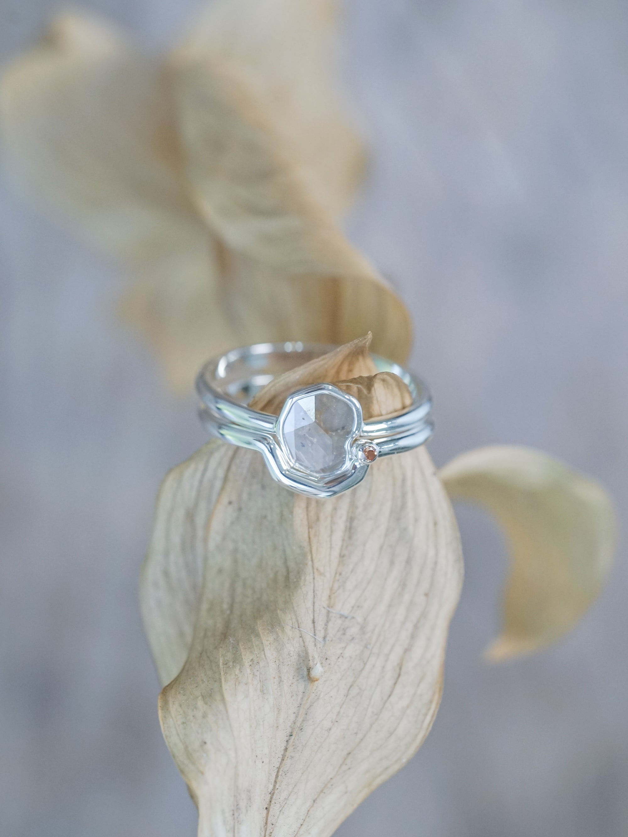 Rustic Diamond Slice Ring Set - Gardens of the Sun | Ethical Jewelry