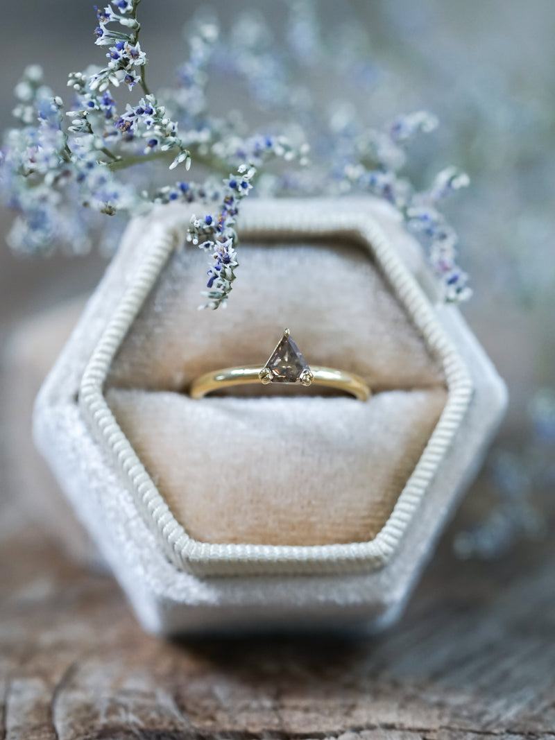 Brown Triangle Diamond Ring in Ethical Gold - Gardens of the Sun ...