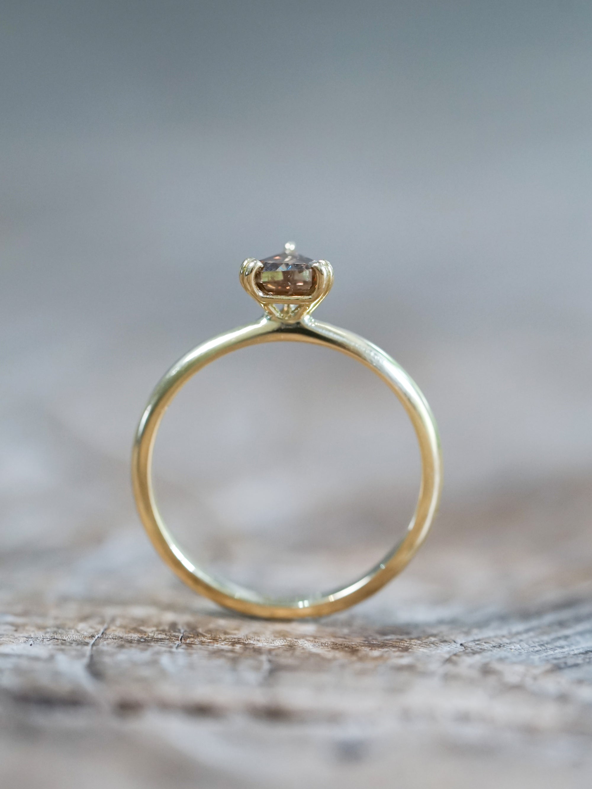 Brown Triangle Diamond Ring in Ethical Gold - Gardens of the Sun ...