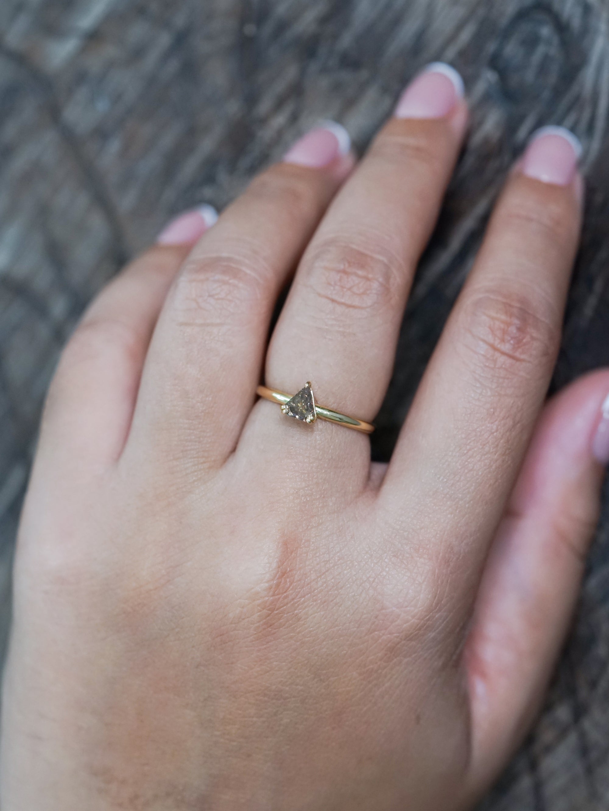 Brown Triangle Diamond Ring in Ethical Gold - Gardens of the Sun ...