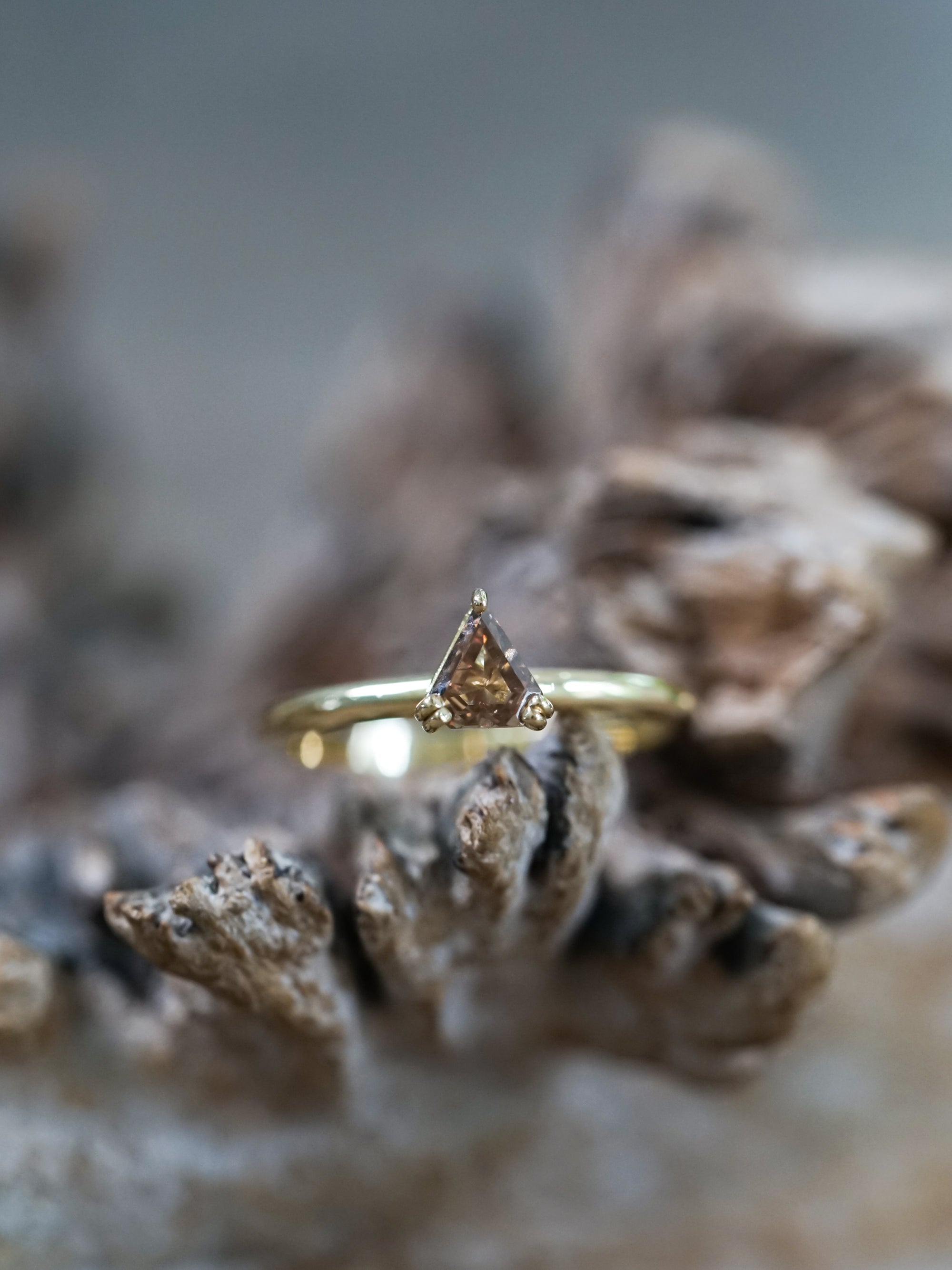 Brown Triangle Diamond Ring in Ethical Gold - Gardens of the Sun ...