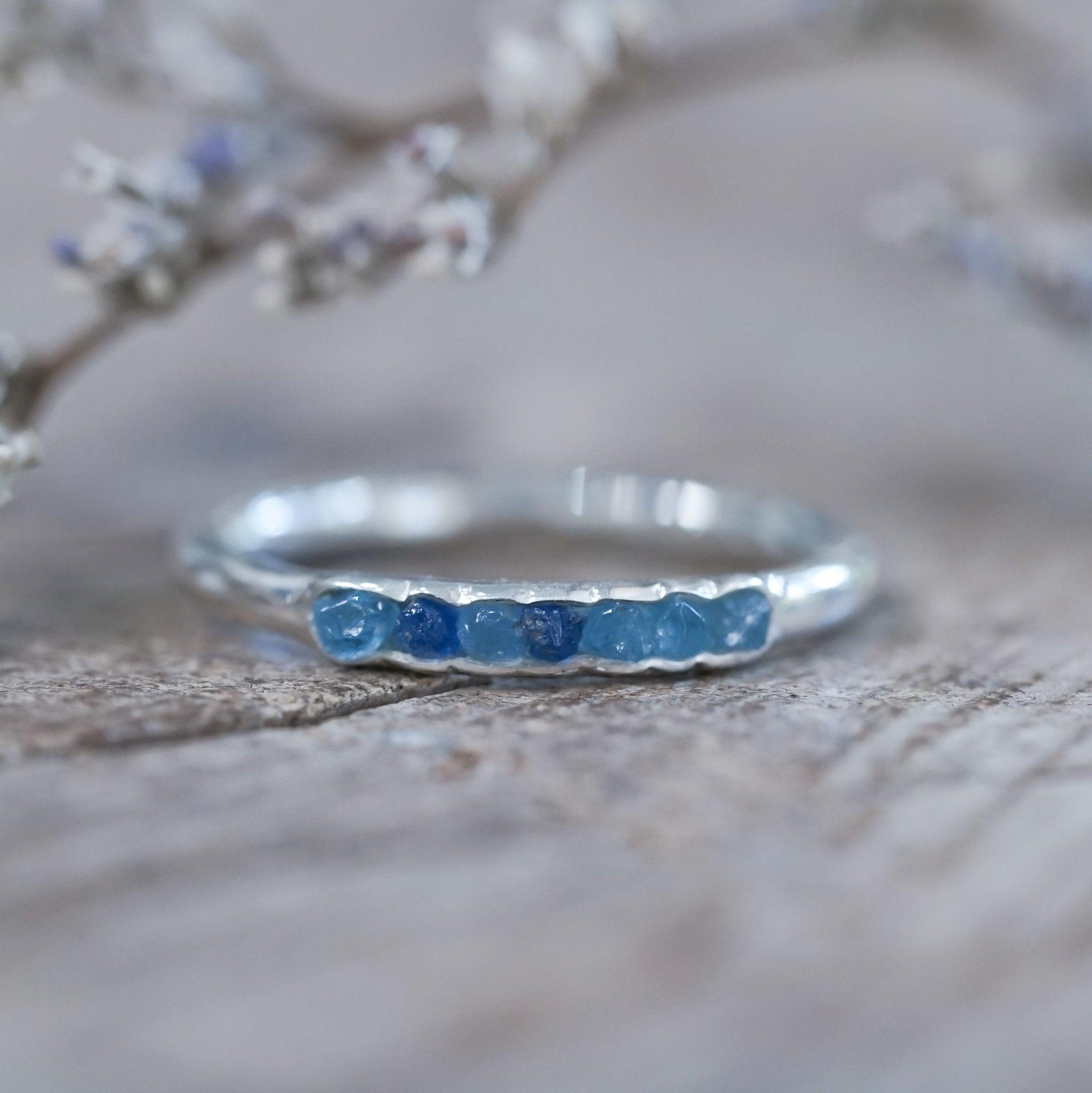 Blue Hauyne Ring with Hidden Gems