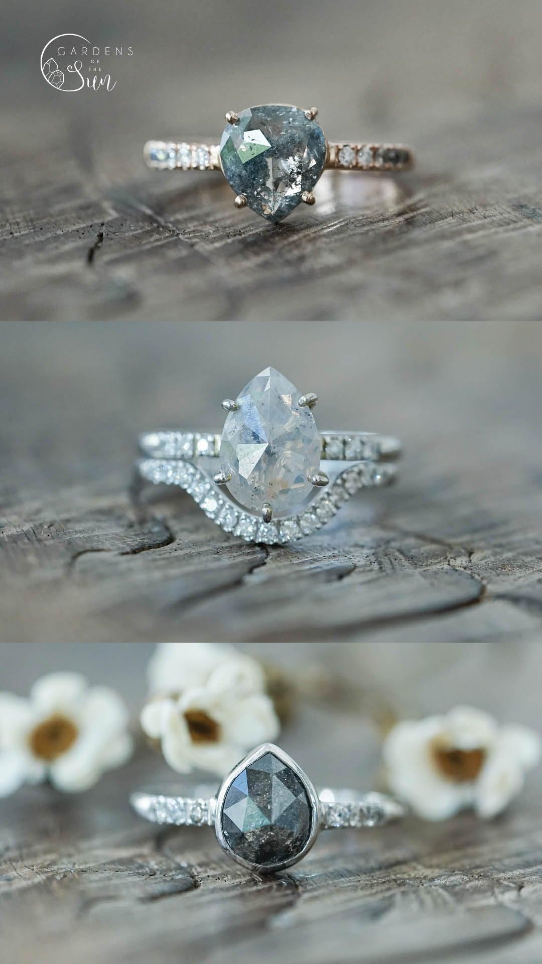 Custom Rose Cut Pear Diamond Ring in Gold - Gardens of the Sun ...