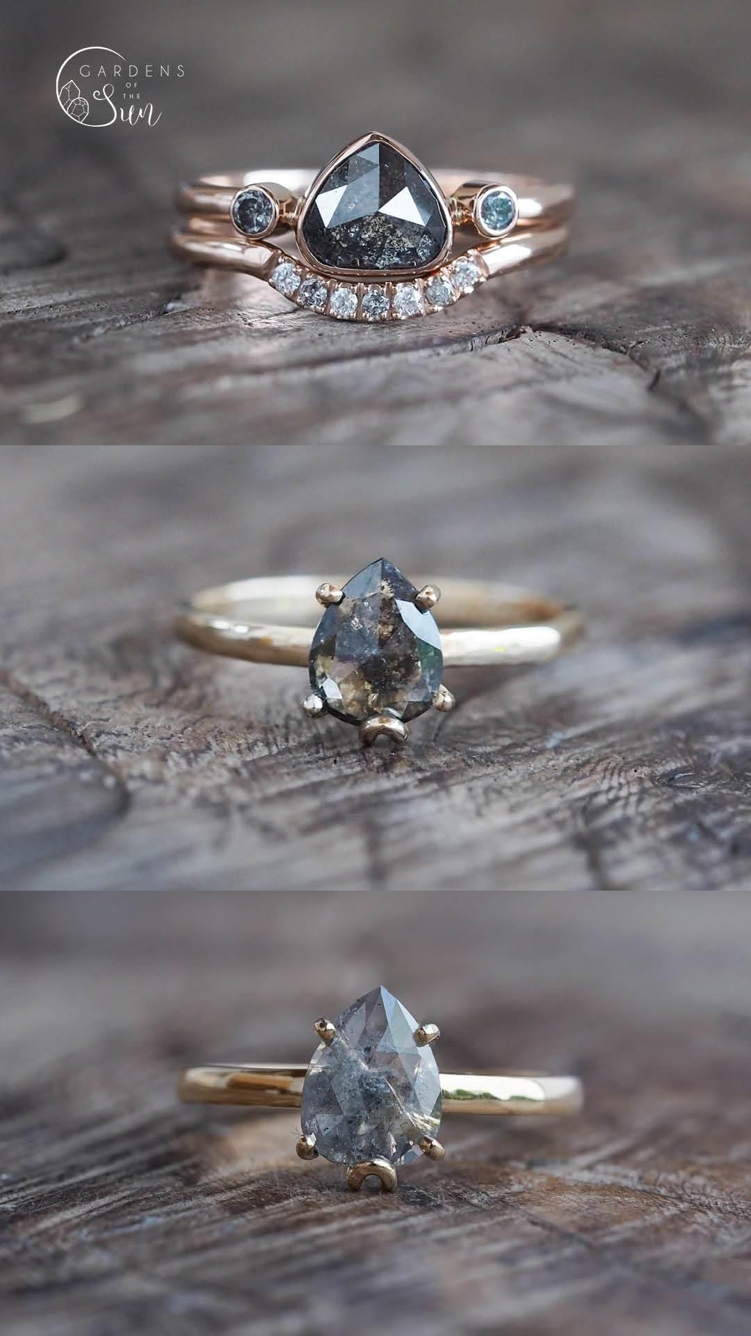 Custom Rose Cut Pear Diamond Ring - Gardens of the Sun | Ethical Jewelry
