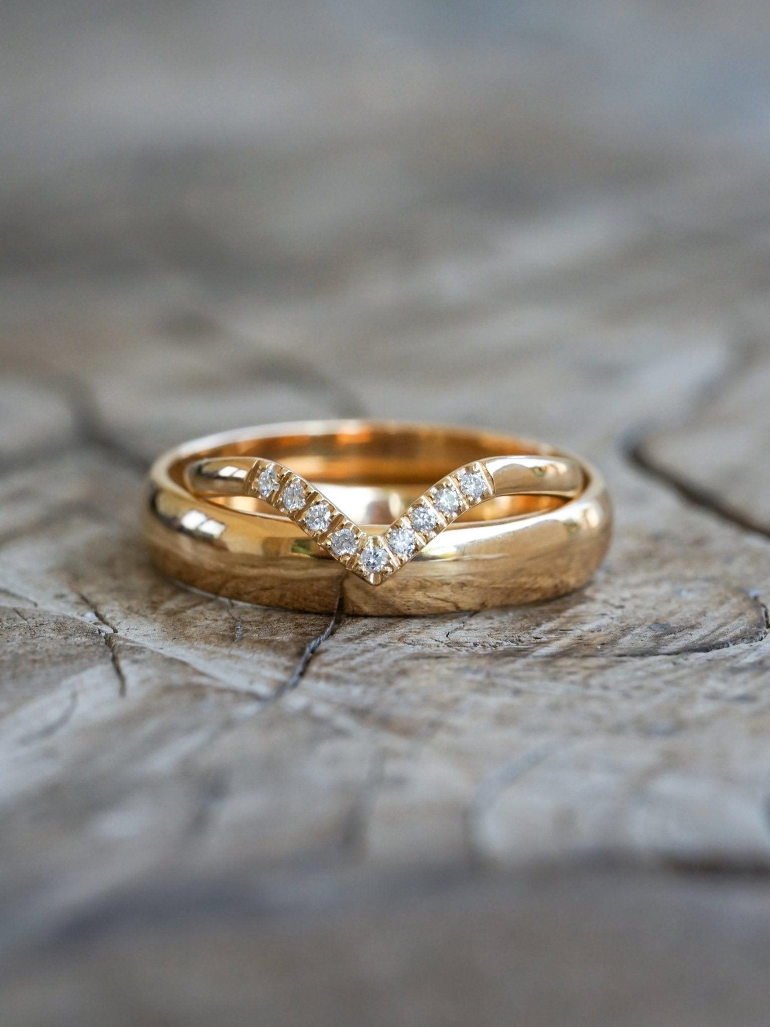 Custom V-shaped Nesting Ring in Gold - Gardens of the Sun | Ethical Jewelry