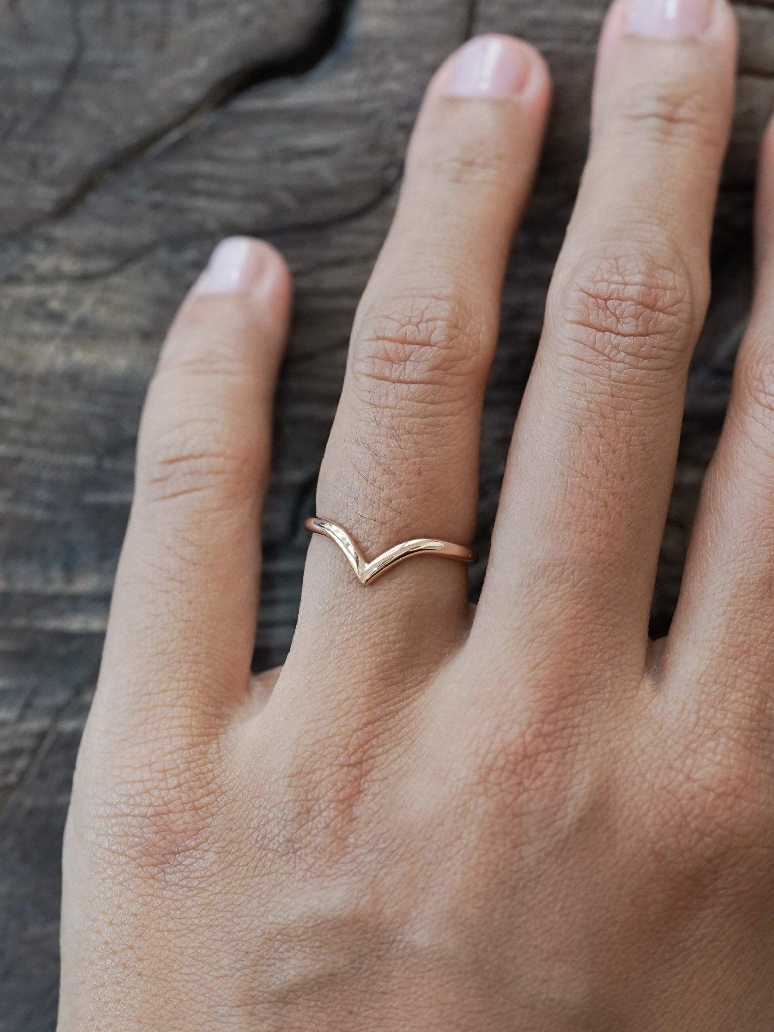 Custom V-shaped Nesting Ring in Gold - Gardens of the Sun | Ethical Jewelry