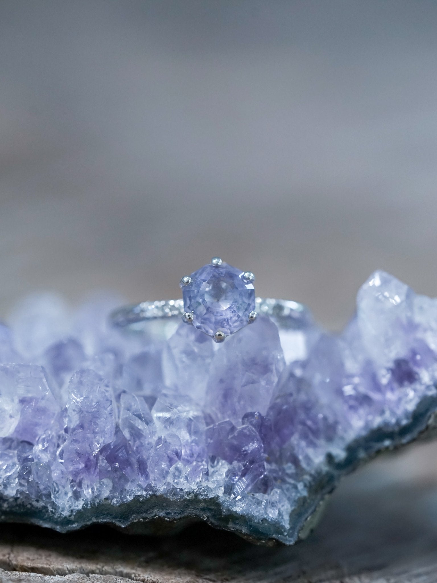 Lavender Sapphire Ring in White Gold - Size 7.5 - Gardens of the Sun ...